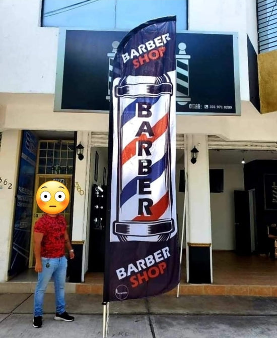 Bandera Publicitaría - Barber Shop Caramelo (4 mts x 95cm) - IMPACTATE ...